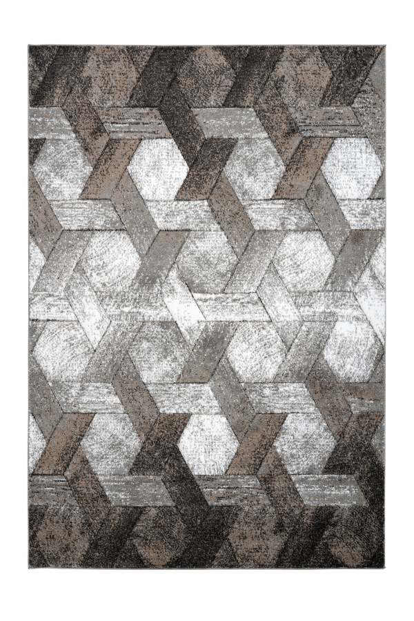 Affordable Modern Platin-Beige Rug with Geometric 3D Design – Rugnet
